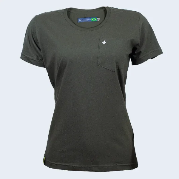 Camiseta Básica Adulto Verde Garrafa Feminina Modelo 2016 | Loja Escoteira